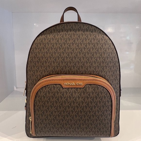 Michael Kors | Bags | Michael Kors Jaycee Large Backpack Mk Brown | Poshmark